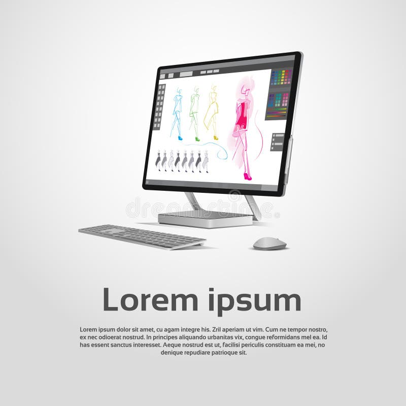 Desktop Modern Computer Graphic Designer Workplace Stock Vector ...