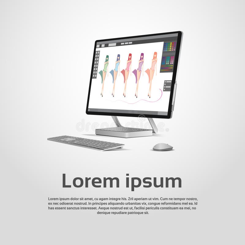 Desktop Modern Computer Graphic Designer Workplace Stock Vector ...