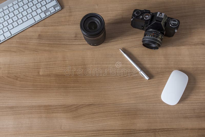 Desktop with Modern Keyboard and Camera Stock Photo - Image of keyboard ...