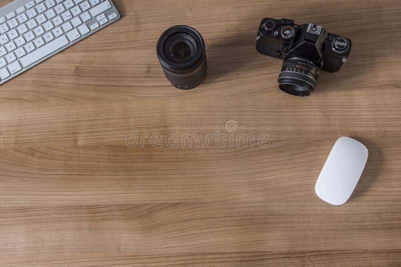 Desktop with Modern Keyboard and Camera Stock Image - Image of business ...