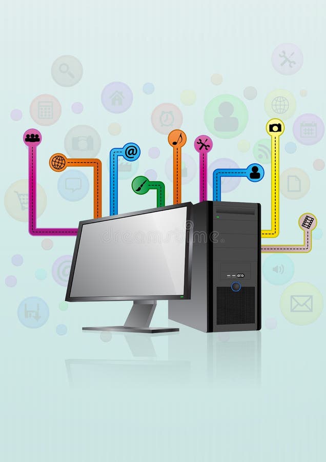 Desktop multimedia stock vector. Illustration of tech - 55827829