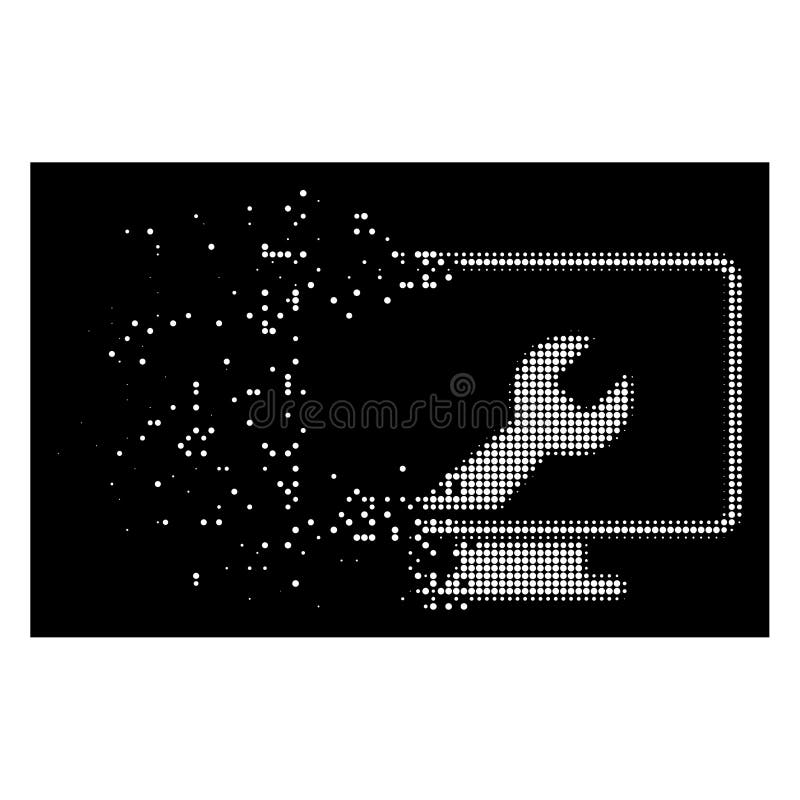 White Dissipated Dot Halftone Desktop Options Icon Stock Vector ...