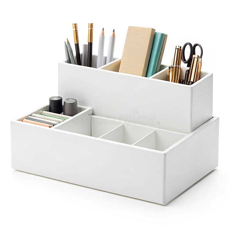 Desktop Organizer on White Background Stock Illustration - Illustration ...