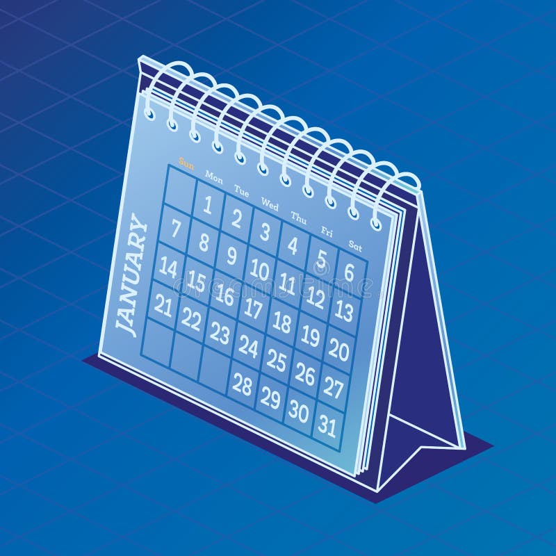 Desktop Paper Calendar in Isometric Style. Icon with Calendar. Planning ...