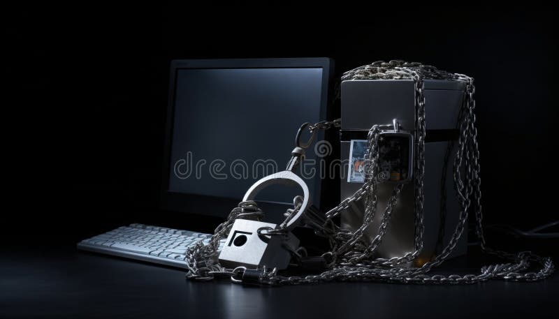 Desktop PC Chained and Locked for Safety Generated by AI Stock ...