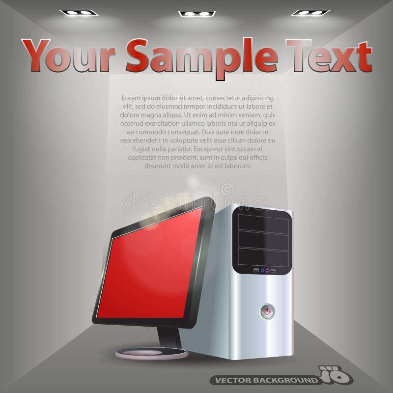 Desktop PC in an Empty Room Stock Vector - Illustration of floor ...