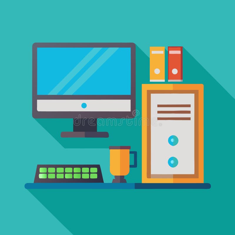 Desktop Pc Image. Cartoon Style Stock Illustration - Illustration of ...