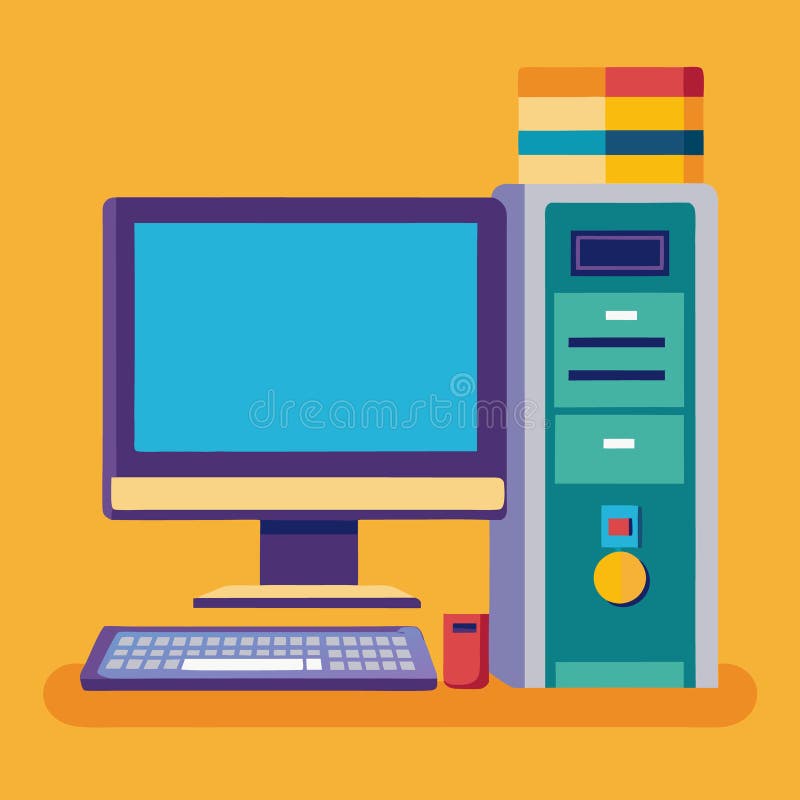 Desktop Pc Image. Cartoon Style Stock Illustration - Illustration of ...