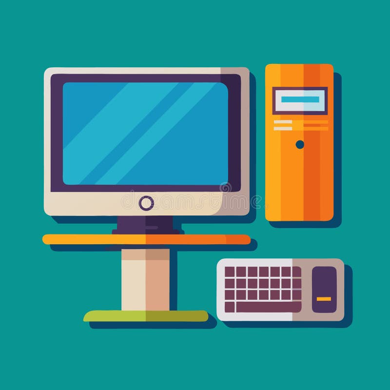 Desktop Pc Image. Cartoon Style Stock Illustration - Illustration of ...