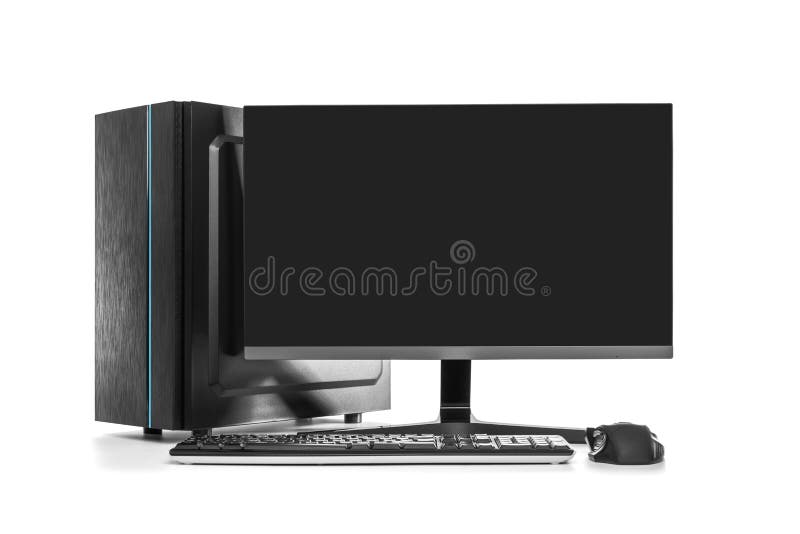 Desktop PC on White Background Stock Image - Image of metal, home ...