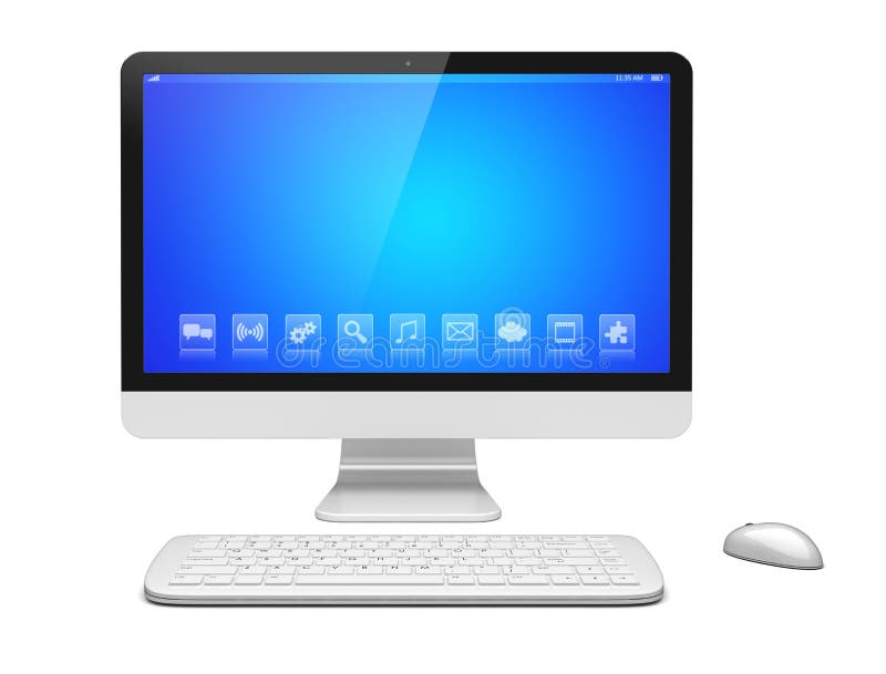 Desktop pc on a white stock illustration. Illustration of desktop ...