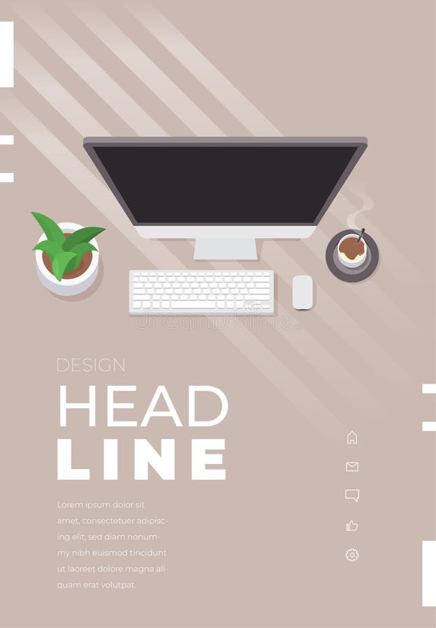 Desktop Personal Computer Isolated on Background. Top View Stock Vector ...