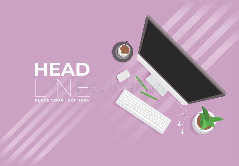 Desktop Personal Computer with Monitor, Keyboard and Mouse Flat Style ...