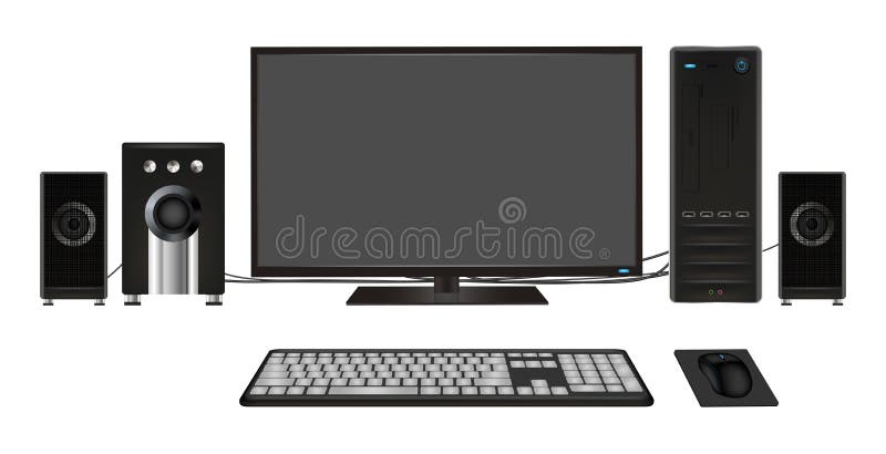Desktop Personal Computer Set Stock Vector - Illustration of cursor ...
