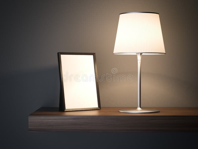 Desktop Picture Frame on a Shelf. 3d Rendering Stock Illustration ...