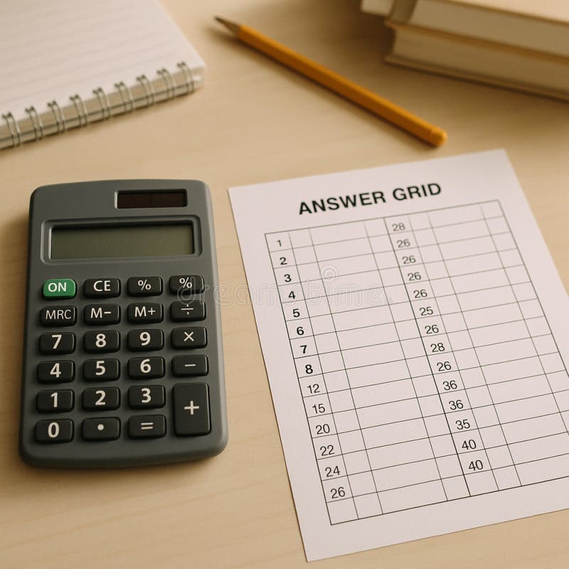 Calculator and Answer Grid Mockup Stock Image for Exams Stock ...
