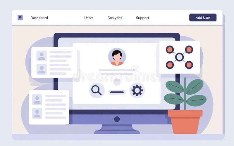 A Desktop Screen Displays Charts and User Profiles Around the ...