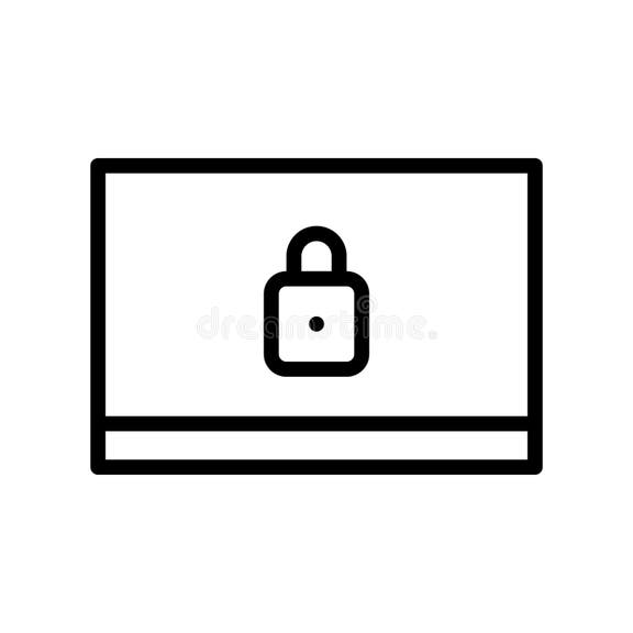 Desktop Screen Lock Icon with Padlock Stock Vector - Illustration of ...