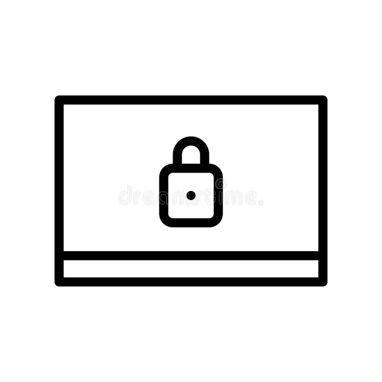 Desktop Screen Lock Icon with Padlock Stock Vector - Illustration of ...