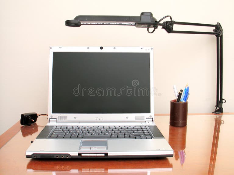 Desktop Set-Up stock image. Image of desk, glass, hardware - 238983