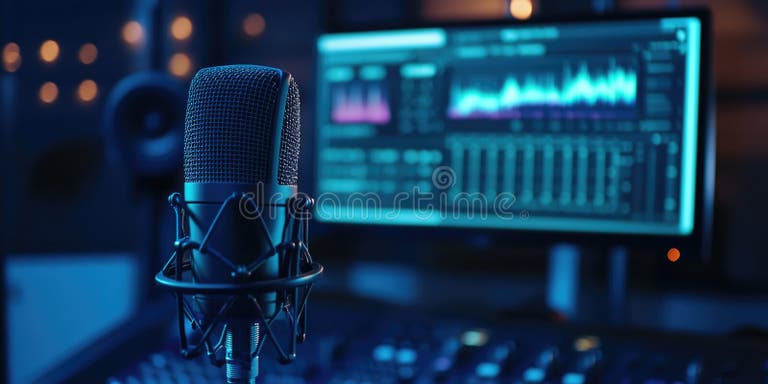 Computer Monitor with Microphone Stock Image - Image of equipment, work ...