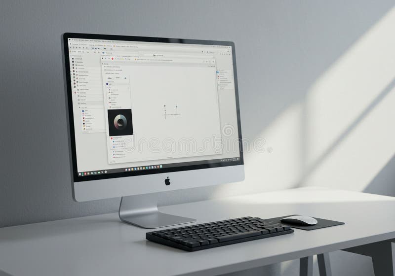 A Desktop Setup Featuring a Sleek, Modern Computer with a Large Screen ...