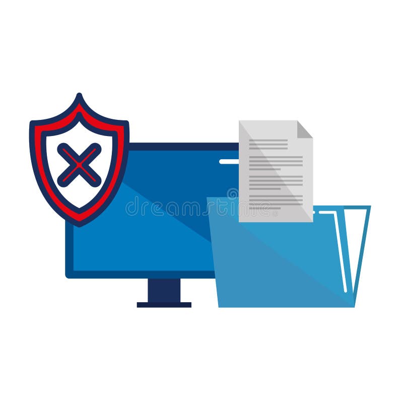 Folder Documents with Shield and Ok Symbol Stock Illustration ...