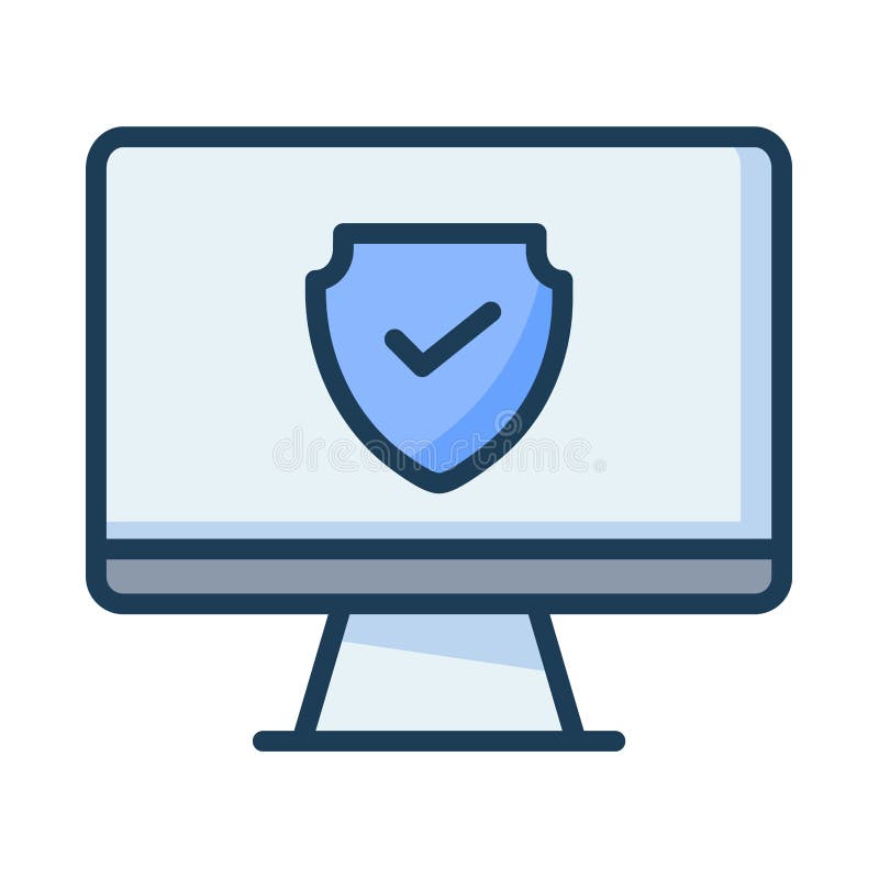 Desktop Shield Safe Protected Security Single Isolated Icon with Filled ...