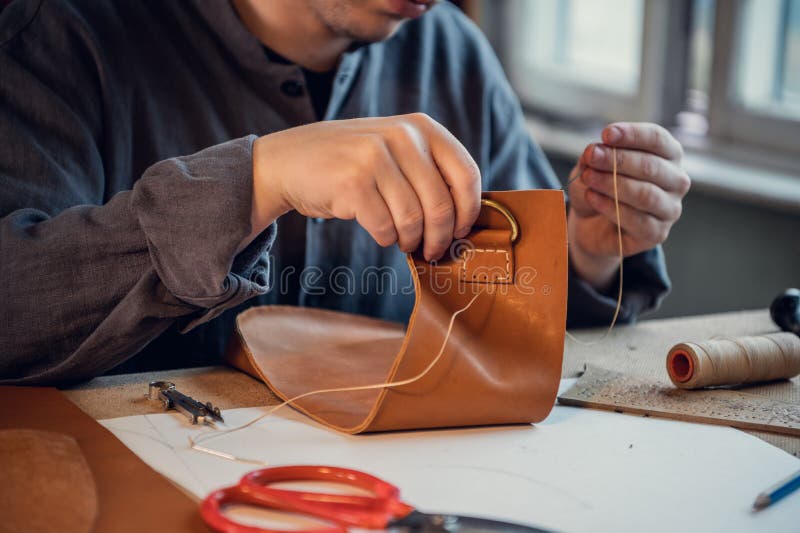 Desktop in the Shoemaker Workshop. the Process of Making Leather Shoes ...
