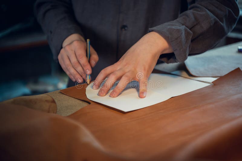 Desktop in the Shoemaker Workshop. the Process of Making Leather Shoes ...