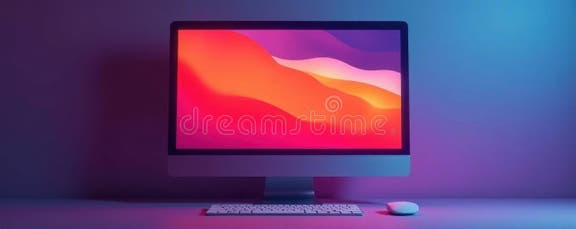 Desktop Showcasing Flat Design Website, Smooth Gradients, Website, Ux, Concept Stock ...
