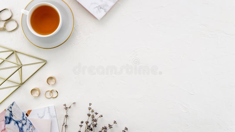 Desktop with Tea Cup. High Quality Photo Stock Photo - Image of modern ...