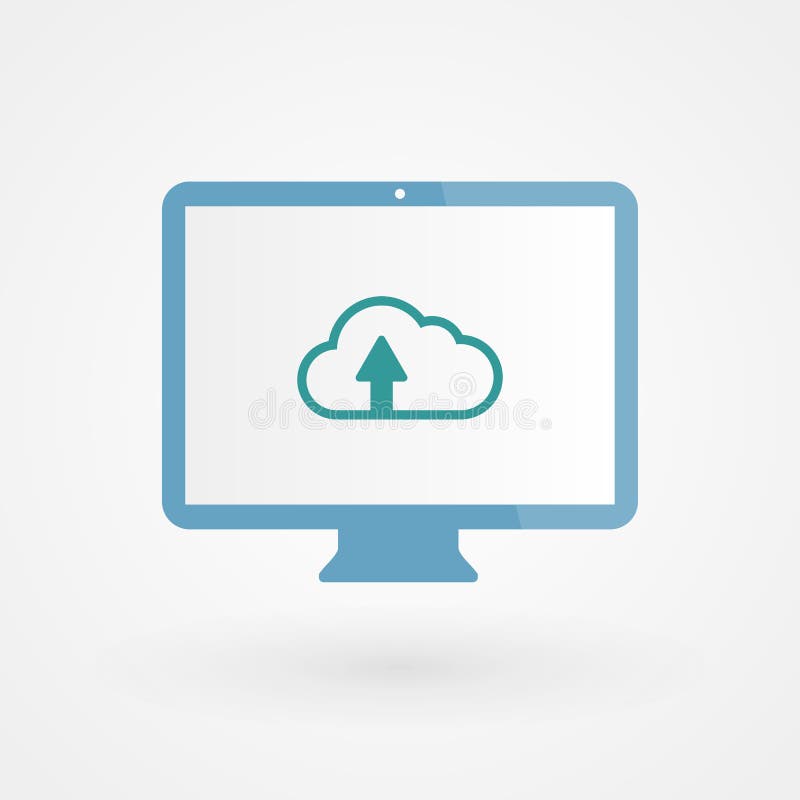 Desktop and Upload Cloud. Concept of Upload. Vector Illustration, Flat ...