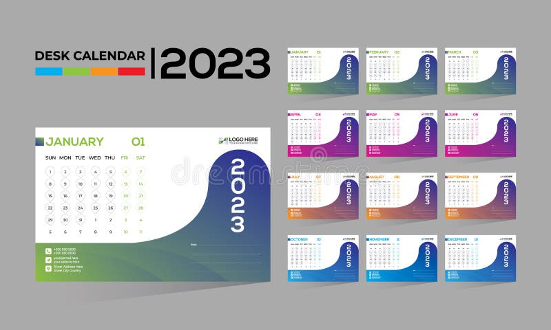 2023 Desktop Vector Calendar Design Stock Illustration - Illustration ...