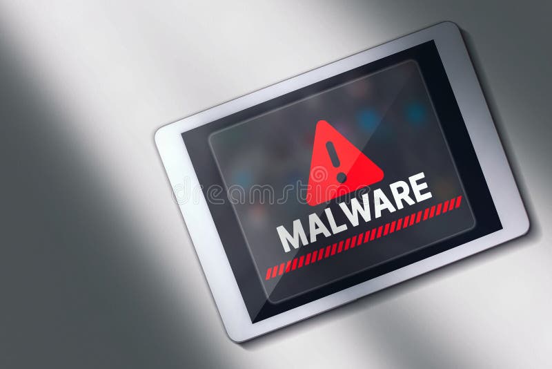 Desktop View Photo of Malware Alert on Digital Tablet Screen. Stock ...
