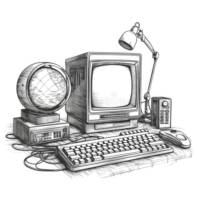 Desktop on White Background Logo. Generative AI Stock Illustration ...