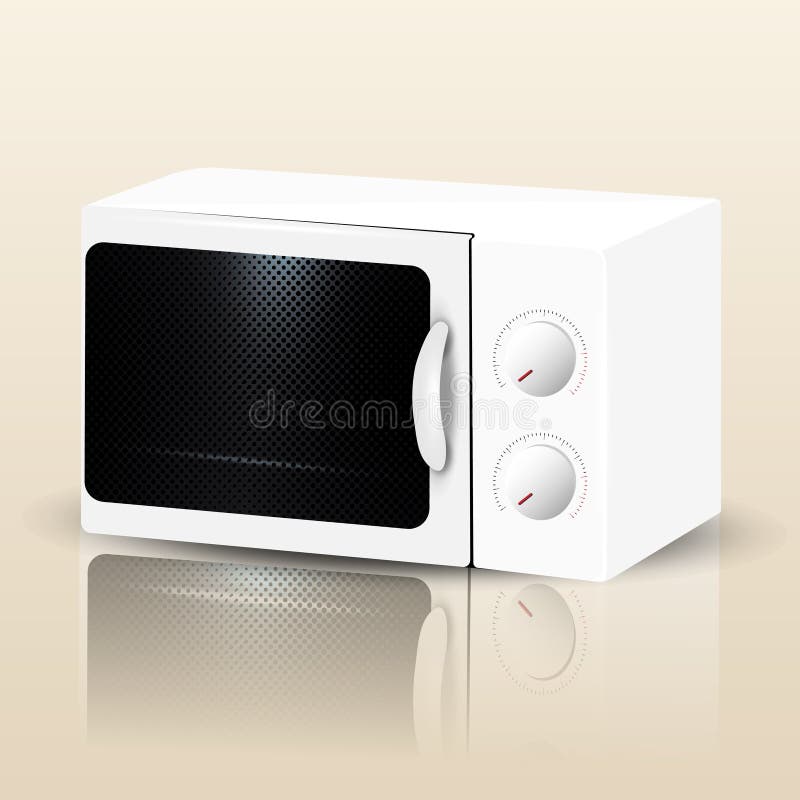 Desktop White Microwave Oven with Reflection. Vector Illustration of a ...