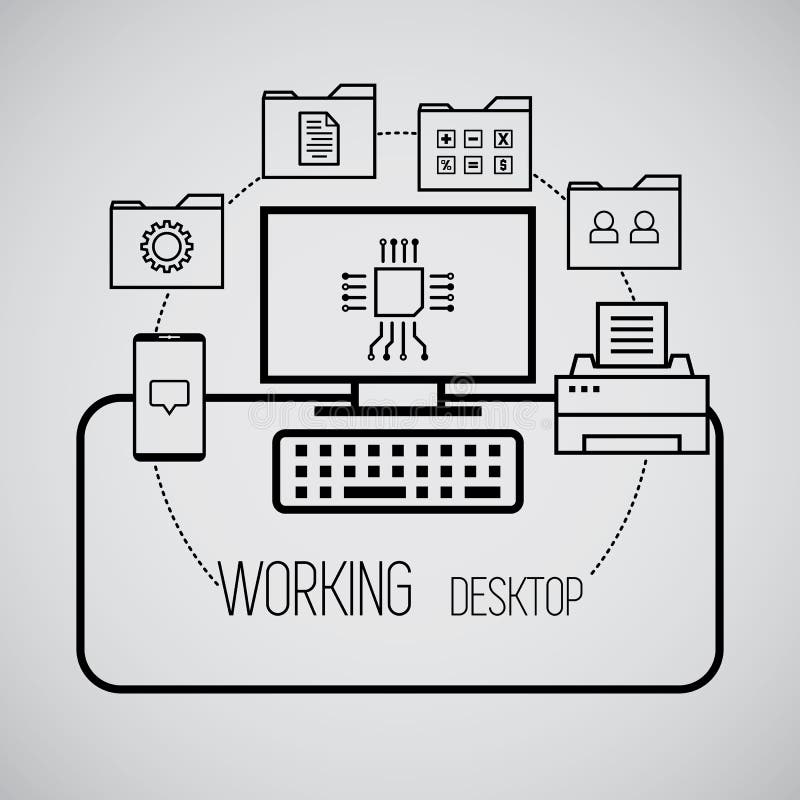 Desktop working stock vector. Illustration of button - 77204294