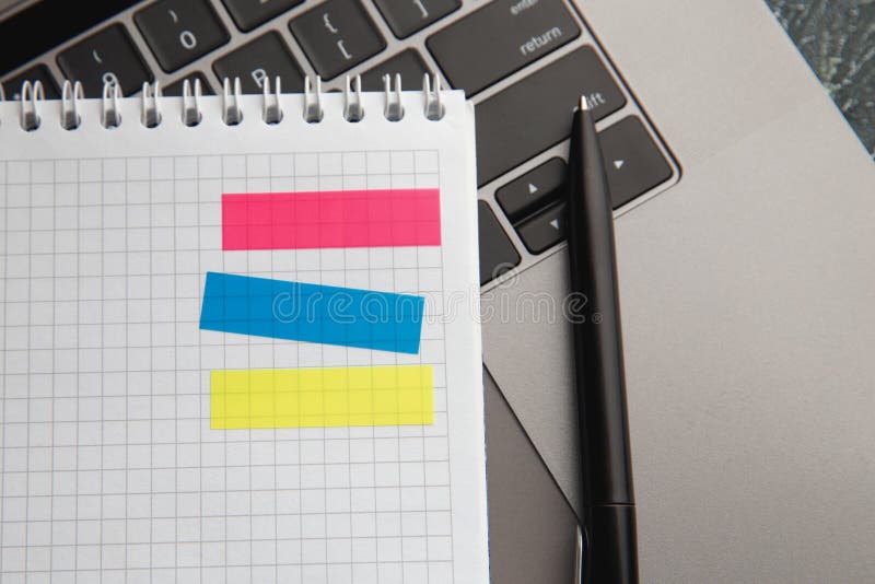 Desktop, Workspace for Working at Home. Colorful Sticky Notes for Text ...