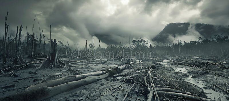 Desolate Aftermath of Deforestation. Generative Ai Stock Photo - Image ...
