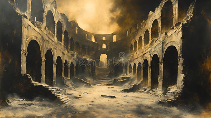 Desolate Ancient Ruins, Sandy Path, Apocalyptic Sky, Game Background ...
