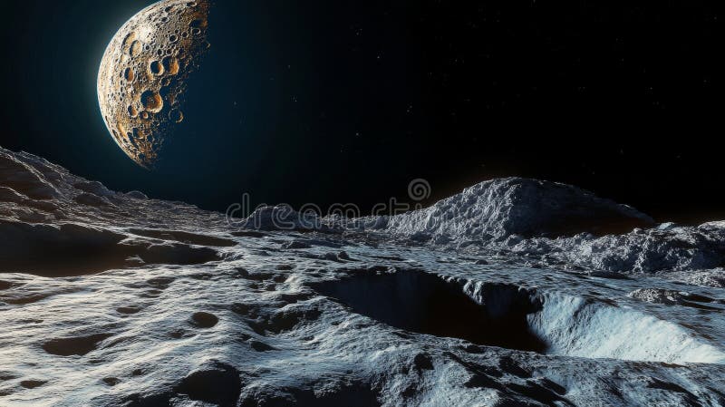 Desolate Beauty Lunar Surface, Craters, and Distant Earth, Space ...