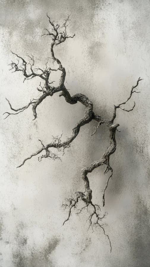 Desolate Branches Frozen in Dusty Dry Landscape Stock Illustration ...