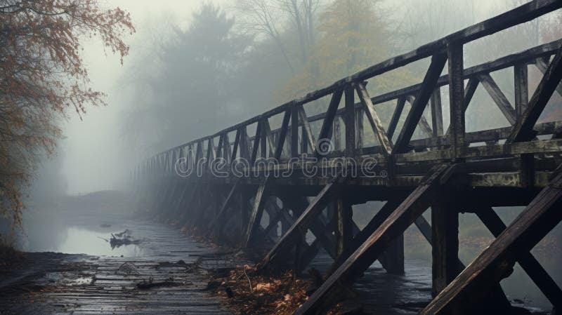 Desolate Bridge with Crumbling Infrastructure, Remnants of Past ...
