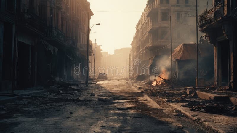 Desolate City Street after Catastrophe. Perfect for Post-Apocalyptic ...