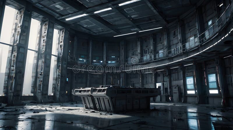 Desolate Command Center: Futuristic 3D Sci-Fi Architecture. Stock ...