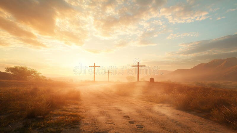 In a Desolate Desert Landscape, Beneath a Vast and Cloudy Sky, Ancient ...