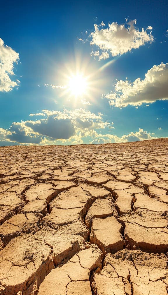 Desolate Desert Landscape Effects of Drought and Heat on Ecosystem with ...