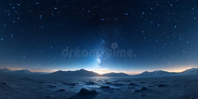 Desolate Desert Landscape, Starry Night Sky Backdrop. Awe, Wonder ...