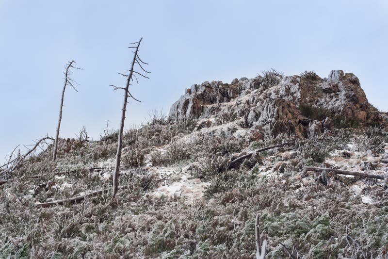 Desolate Dramatic Landscape: a Hill Covered with Ice Stock Image ...